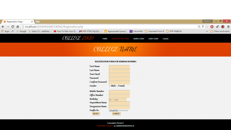 Seminar Hall Booking System Php Project 1000 Projects
